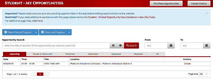 (Student) My Opportunities – Platinum Education Knowledgebase