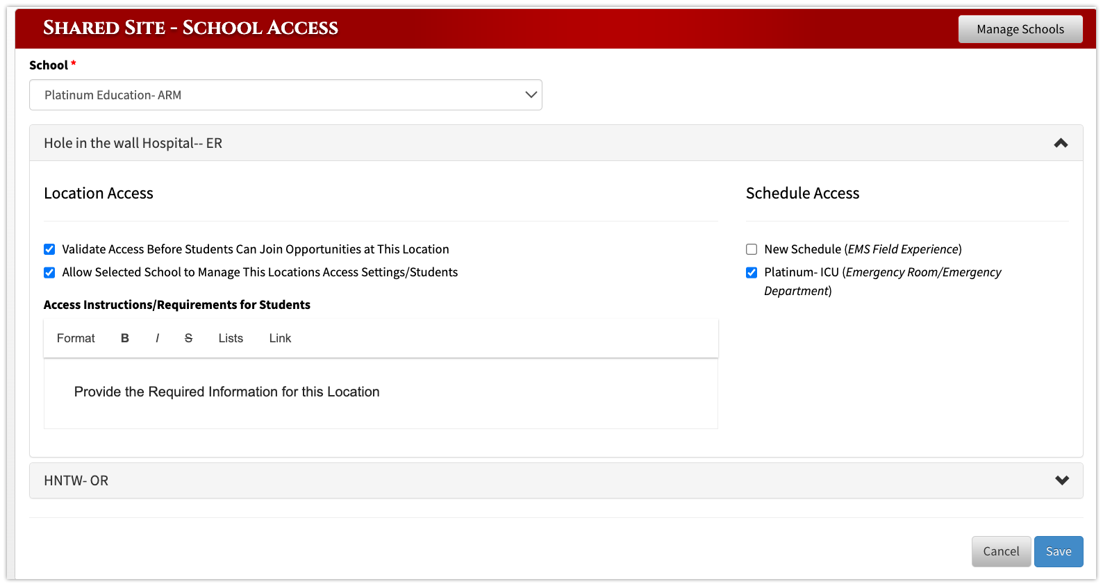 (Clinical Shared Site) School Location Access – Platinum Education ...