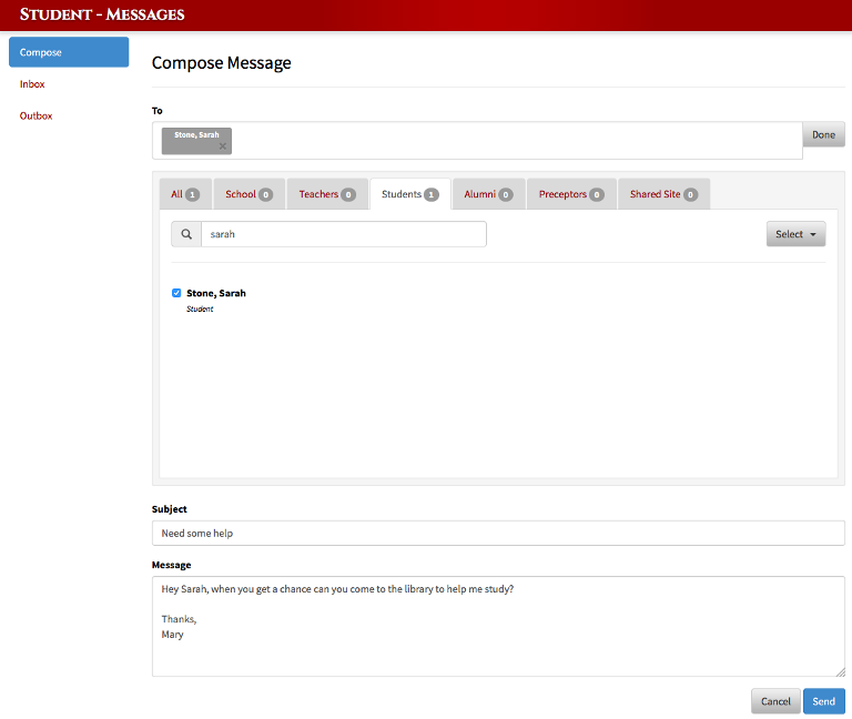 (Student) Messages – Platinum Education Knowledgebase