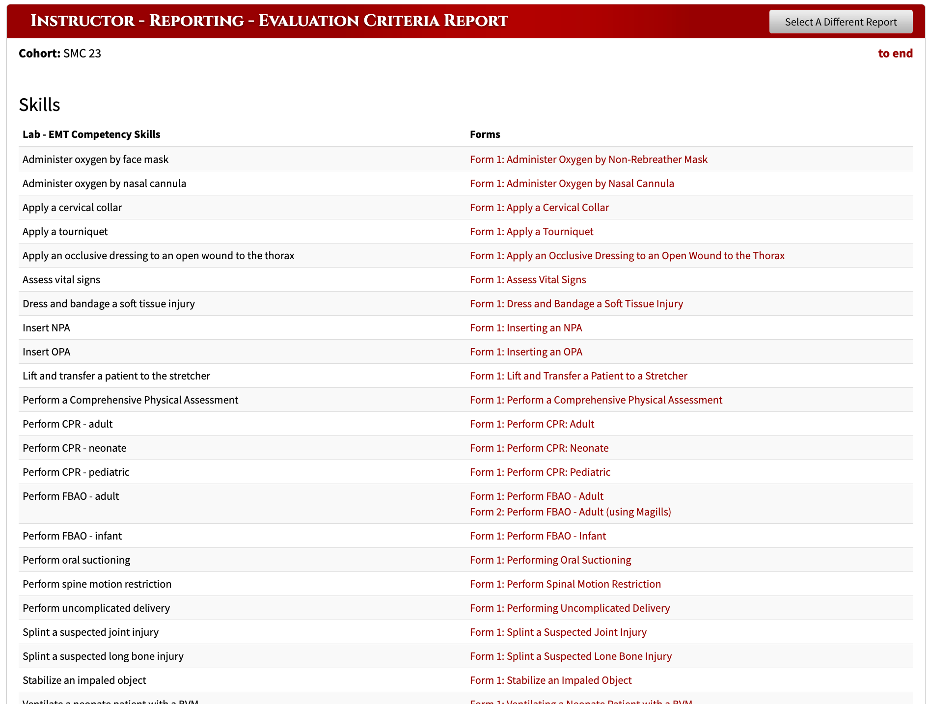 (Instructor) Evaluation Criteria Report – Platinum Education Knowledgebase