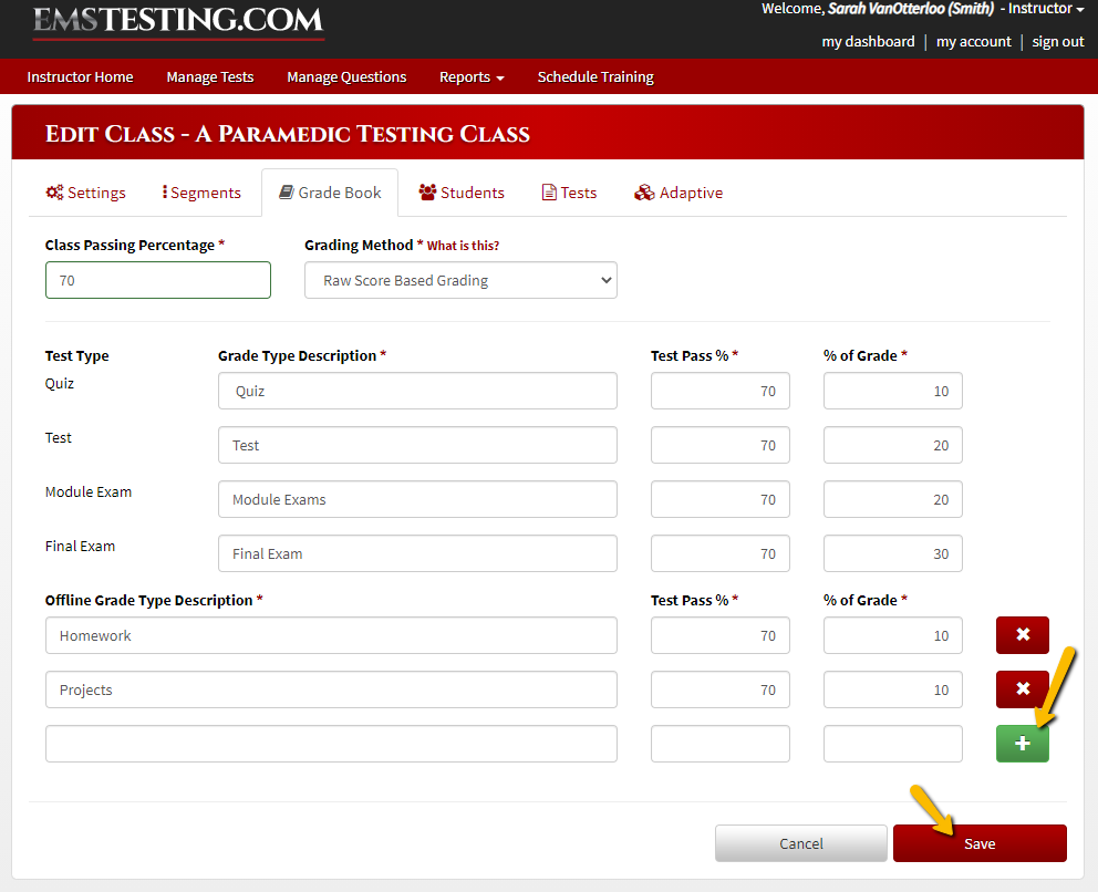 (Instructor) Grade Type Descriptions – Platinum Education Knowledgebase